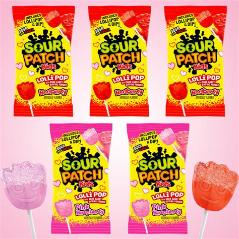 Леденцы на палочке Sour Patch Kids Клубника, Малина с кислой посыпкой 5 ...