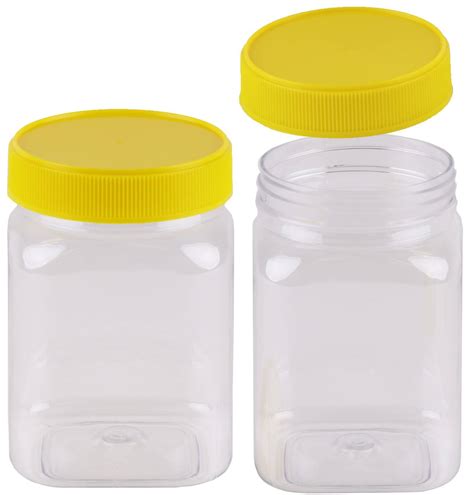 Plastic Honey Jar 500gm Square Yellow Lid Food Grade Carton 210 Pcs Jars And Lids
