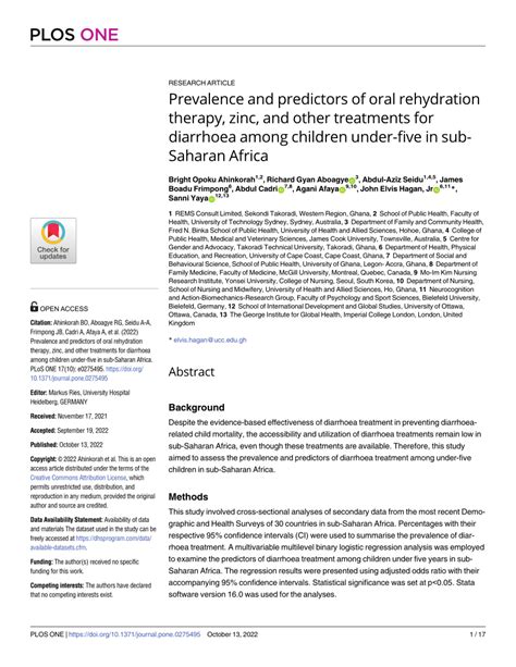 Pdf Prevalence And Predictors Of Oral Rehydration Therapy Zinc And Other Treatments For