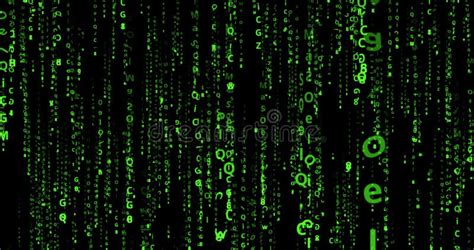 Cyberspace With Falling Green Digital Lines Binary Hanging Chain Abstract Background Stock
