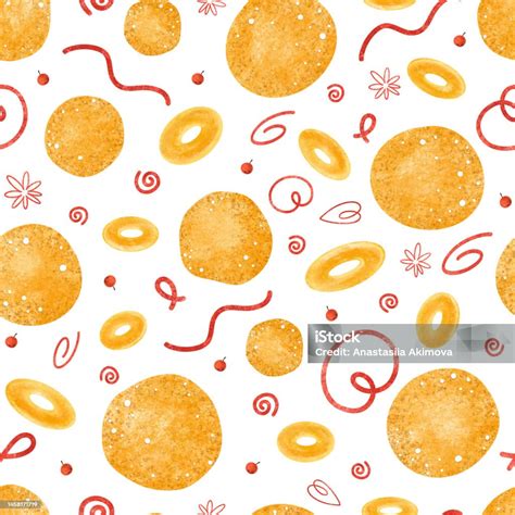Seamless Pattern With Bagels And Pancake Stock Illustration Download