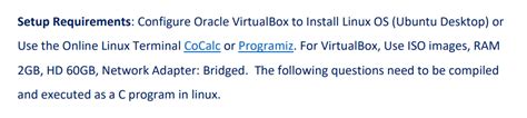 Solved Setup Requirements Configure Oracle VirtualBox To Chegg