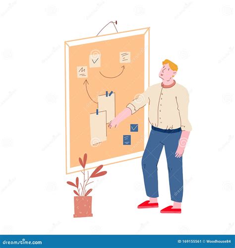 Scrum Task Kanban Board With Sticky Notes Vector Illustration