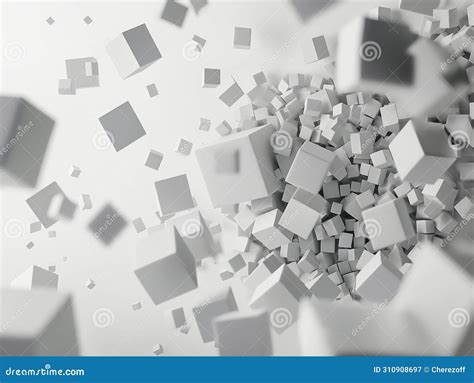 Abstract Floating White Cubes Stock Image Image Of Aerial Minimalist