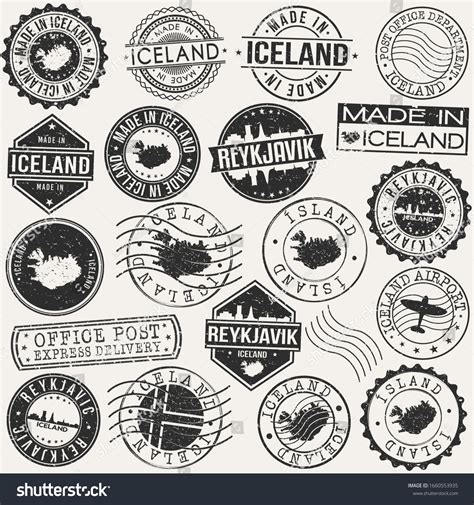 Reykjavík Iceland Set Stamp Vector Art Stock Vector Royalty Free