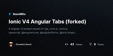 Ionic V4 Angular Tabs Forked Stackblitz