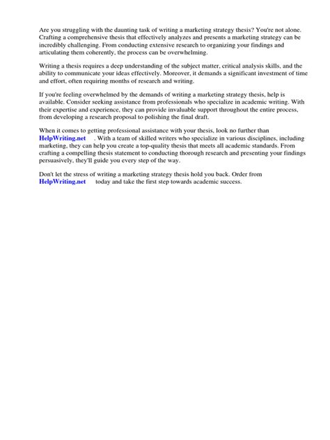 Marketing Strategy Thesis Sample Pdf