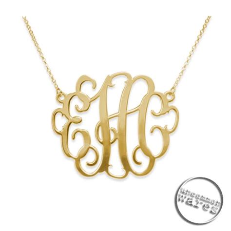 18k Gold Plated Script Monogram Necklace Silver Monogram Script