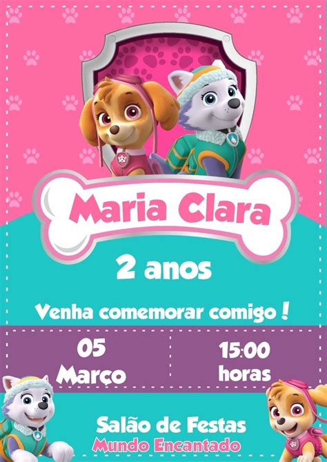 Convite Digital Infantil Skye E Everest Parcelamento Sem Juros
