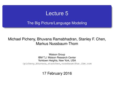 Ppt Lecture 5 The Big Picturelanguage Modeling Michael Picheny