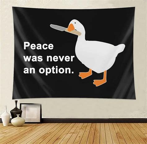 Funny Peace Was Never An Option Goose Tapestry Funny Meme Wall Hanging