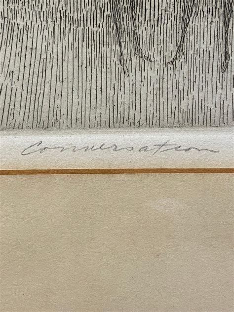 Harold Altman Conversation Panoramic Mid Century Modern Etching For