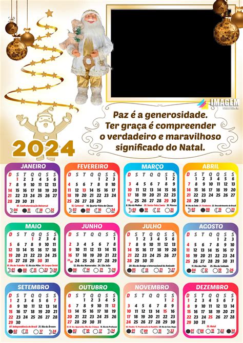 Moldura Calendário 2024 Papai Noel Dourado Png Imagem Legal