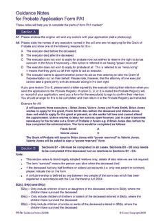 PA1A Guidance Notes For Probate Application Form PA1 Pa1a Guidance
