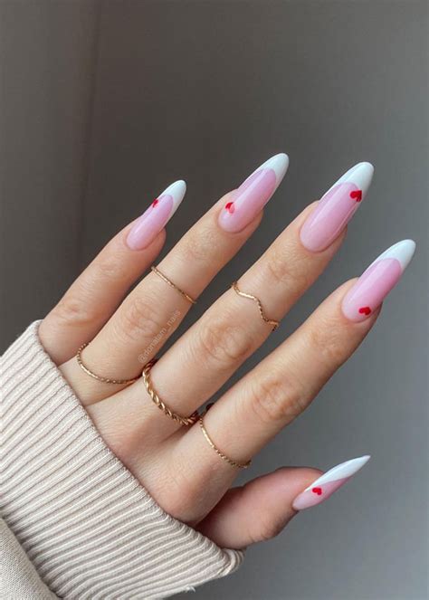 Valentines Day Nail Art Collection Classic French Mani With Love Heart