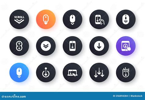 Scroll Down Icons Scrolling Mouse Landing Page Swipe Signs Classic