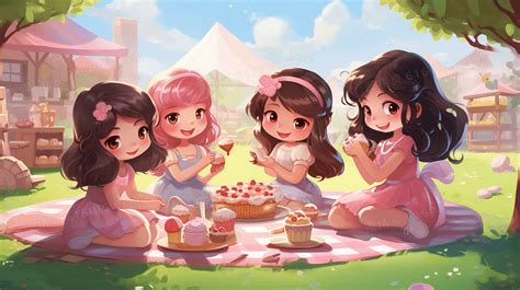 春天郊游野餐的女孩们插画背景图片下载2912x1632像素格式编号vwkfpeggo图精灵