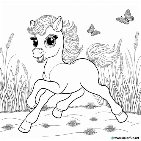 Easy Coloring Page Of A Foal Download Or Print For Free