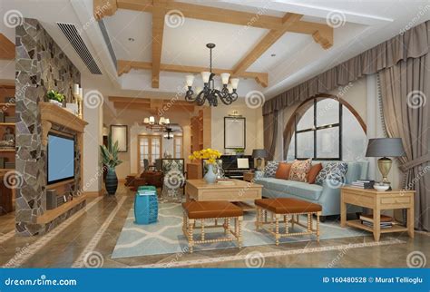 3d Render Neo Classic Living Room Stock Illustration Illustration Of