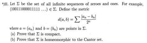 Solved 101 Let X Be The Set Of All Infinite Sequences Of Zeroes And
