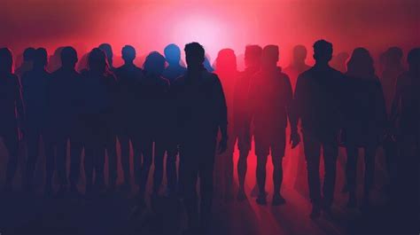 Premium Vector People Walking In A Dark Room With A Red Light Behind Them