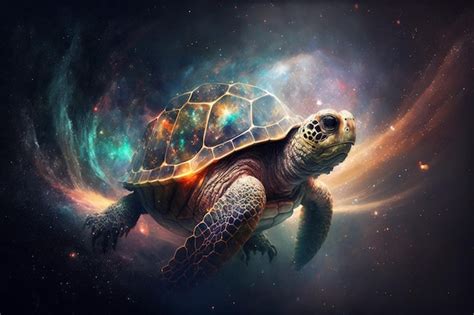Premium Ai Image A Turtle Is Floating In Space With A Galaxy Background