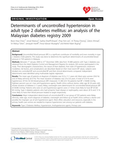 Pdf Determinants Of Uncontrolled Hypertension In Adult Type 2