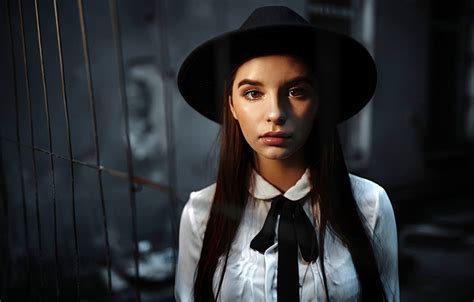 Wallpaper Look Model Portrait Hat Makeup Hairstyle Tie Blouse