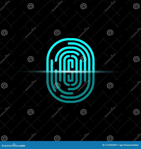realistic fingerprint scanner in flat style identification system