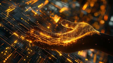 Digital Interface Combining Glowing Data Visualizations With Abstract