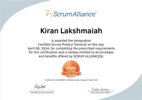 Kiran Lakshmaiah On Linkedin Cspo Productowner Agile Scrumalliance Scrum