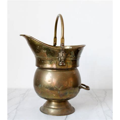 Vintage Brass Scuttle Bucket With Lion Head Motif Chairish