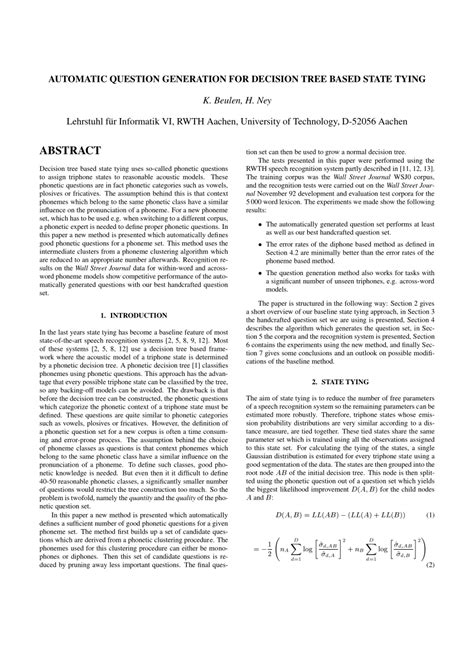 Pdf Automatic Question Generation For Decision Tree Based State Tying