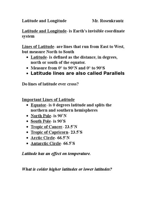 Latitude And Longitude Notes Pdf
