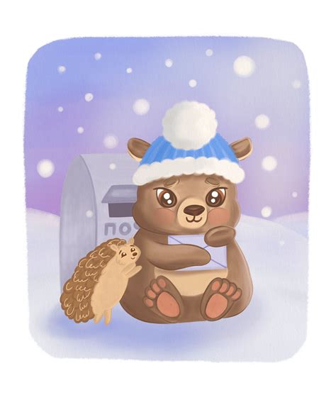 Иллюстрация Письмо от Деда Мороза в стиле книжная графика