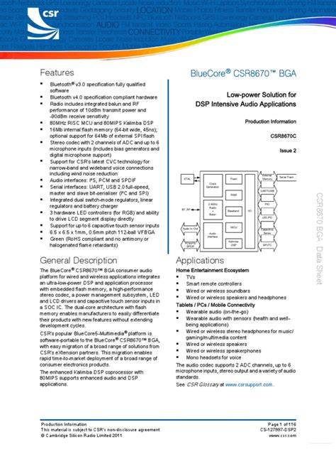 Csr8670 Csr Pdf Bluetooth System On A Chip