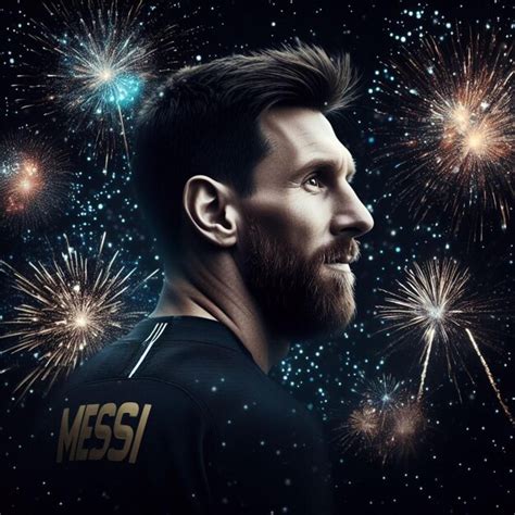 Iconic Aura Artistic Portrait Capturing The Essence Of Messi Premium