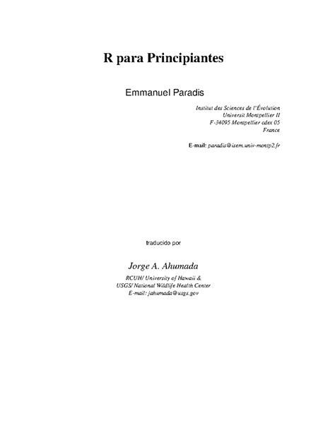 R Para Principiantes Emmanue Paradis R Para Principiantes Emmanuel