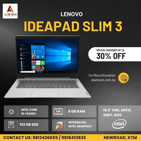 LENOVO IDEAPAD SLIM INTEL CORE I H GB RAM GB SSD Price In Nepal Alam Tech