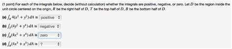 solved 1 point for each of the integrals below decide