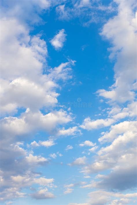 Beautiful Blue Sky With Clouds Vertical Frame Stock Image Image Of