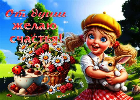 Очаровательная и красивая летняя открытка От души желаю счастья Скачать бесплатно на