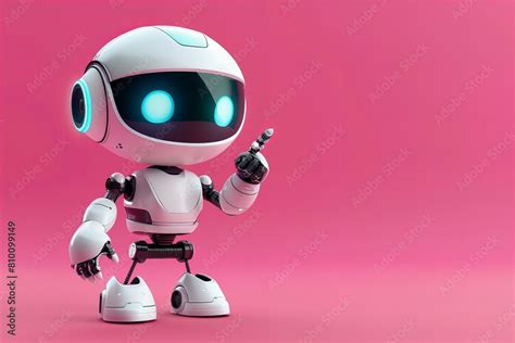 Cute Digital Robot Pointing At Copyspace Background Stock Illustration Adobe Stock