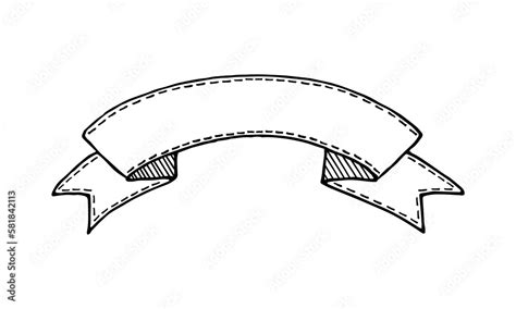 Handdrawn Banner Scroll Symbol Hand Painted With Thin Line Png