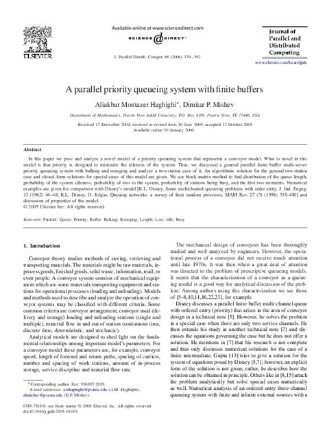 pdf a parallel priority queueing system with finite buffers