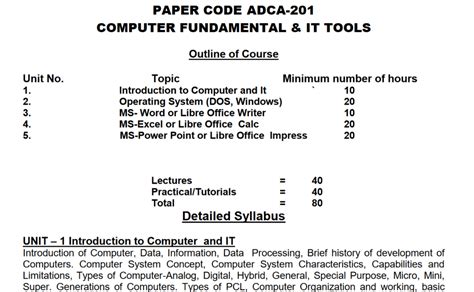 Adca Computer Course Syllabus Check Full Curriculum