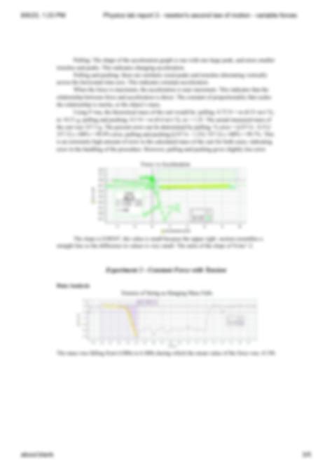 SOLUTION Physics Lab Report 3 Newton S Second Law Of Motion Variable Forces Studypool