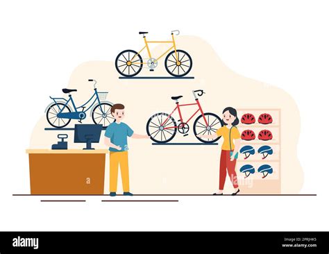 Bike Shop With Shoppers People Choosing Cycles Accessories Or Gear
