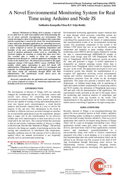 Pdf A Novel Environmental Monitoring System For Real Time Using