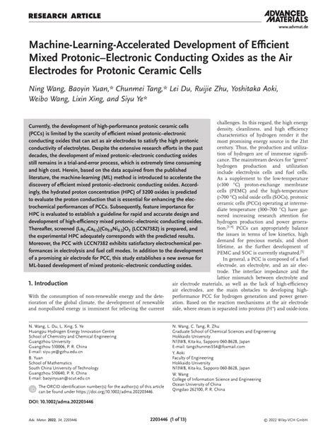 Machine‐learning‐accelerated Development Of Efficient Mixed Protonic
